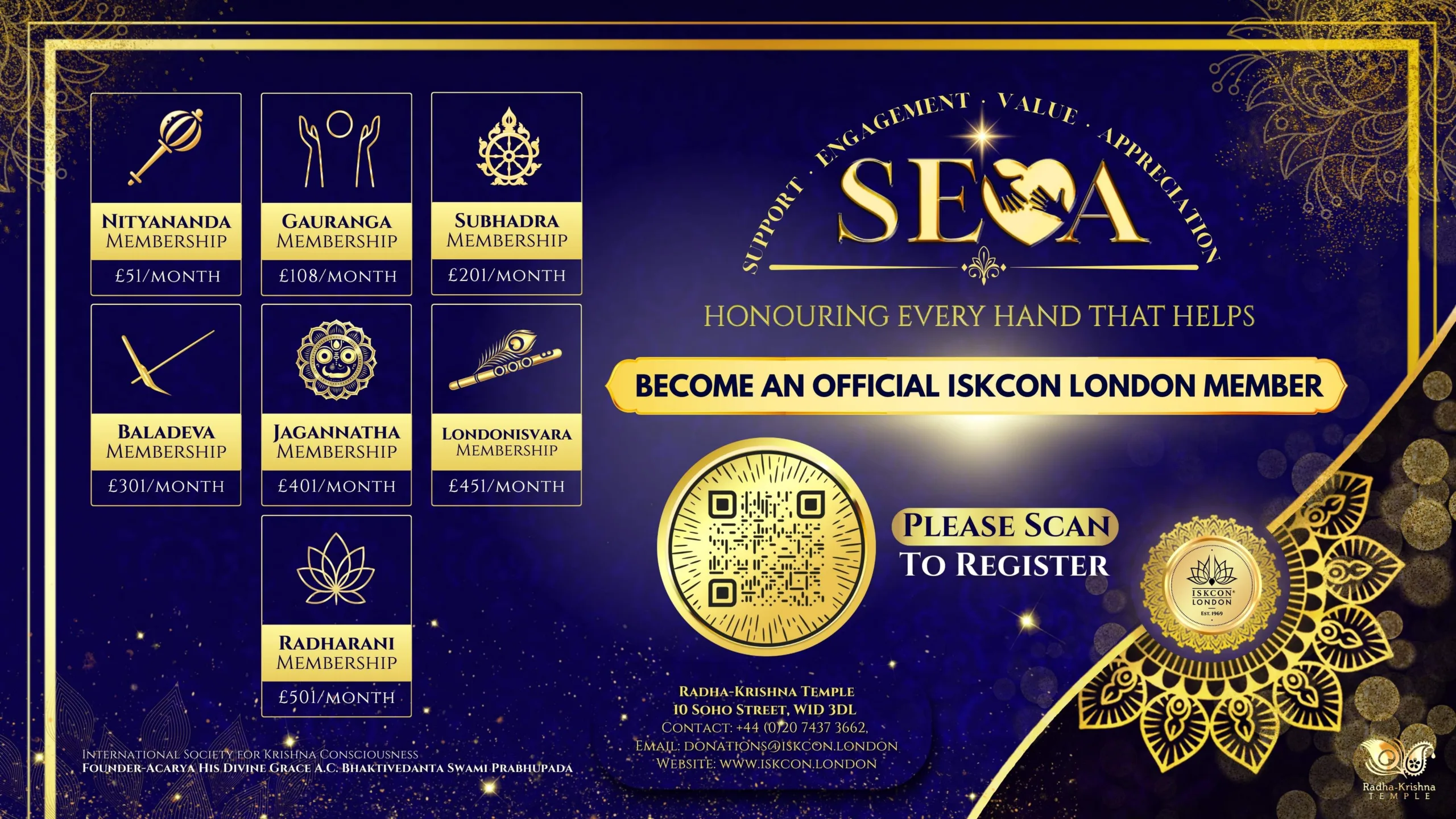 SEVA — Patron Care Initiative – ISKCON London